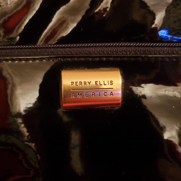 Perry Ellis | Bags | Perry Ellis Crossbody Black Glossy Purse Vintage ...